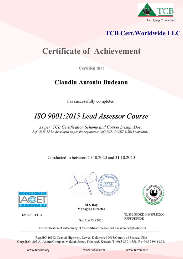 ISO 9001:2015 Lead Auditor Course (CQI/IRCA)-Virtually Live – TCBKF ...